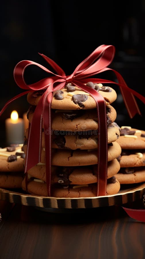 A Front View of Delectable Cookies, Artfully Wrapped with a Chic Dark ...