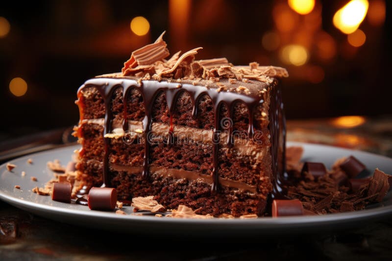 Front View of a Delicious Chocolate Cake in a Booth with Copy Stock ...