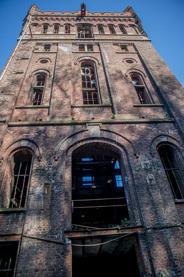 Front View of a Derelict Tower with Shadow Play Stock Photo - Image of ...
