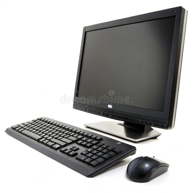 Front View of Desktop Computer with Keyboard and Mouse Stock Illustration - Illustration of ...