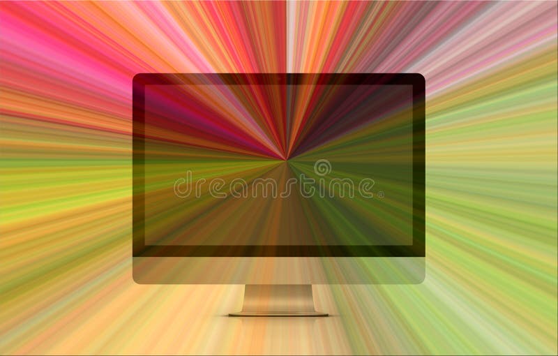 Front View of a Desktop Computer with Rainbow Colors Stock Illustration ...