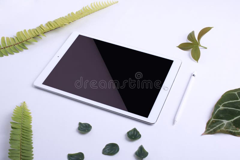 Front View of White Tablet Computer with Blank Screen Mockup Stock ...