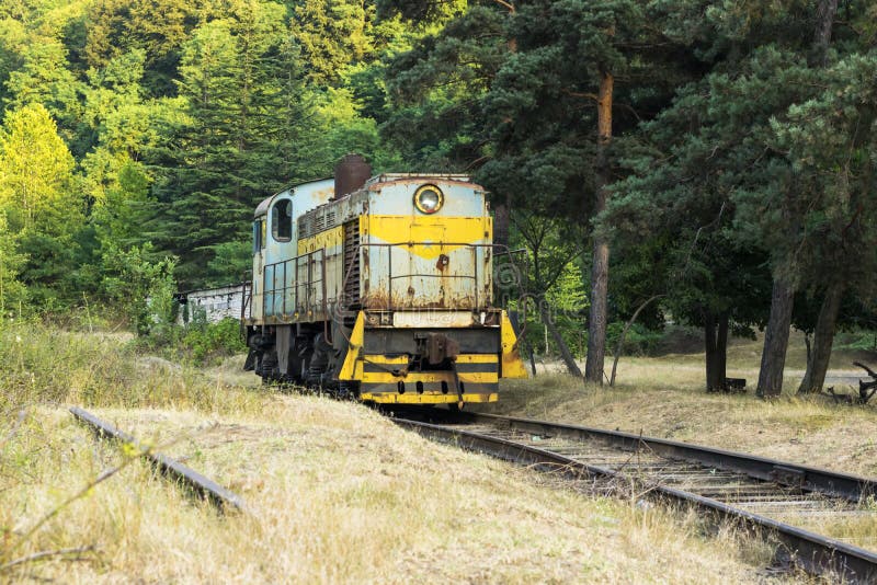 Front View of the Diesel Locomotive on the Railroad Stock Photo - Image ...