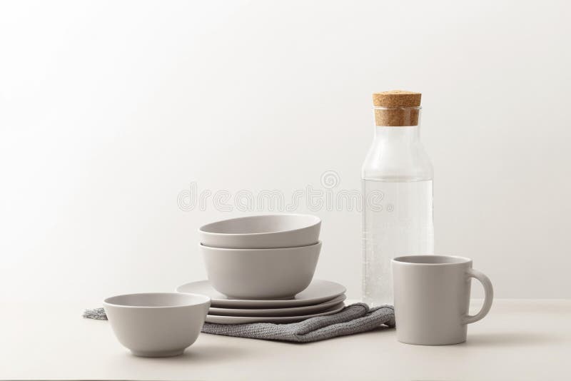 Front View Dishes Set Table. High Quality Photo Stock Photo - Image of ...