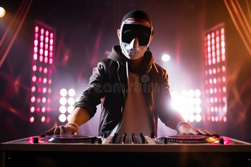 Front View of a DJ Creating Musical Magic in a Nightclub. AI Generated ...