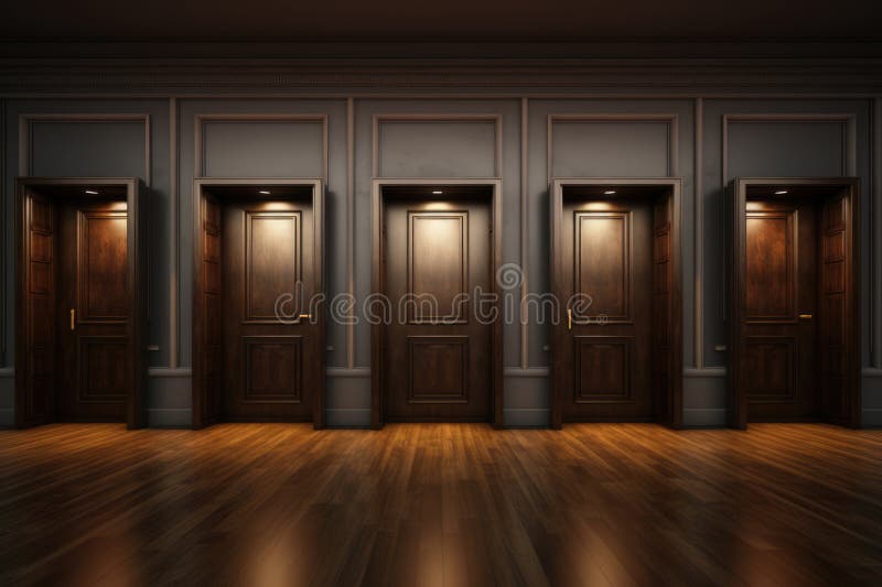 Front View of Doors. Room Entrance Stock Illustration - Illustration of ...