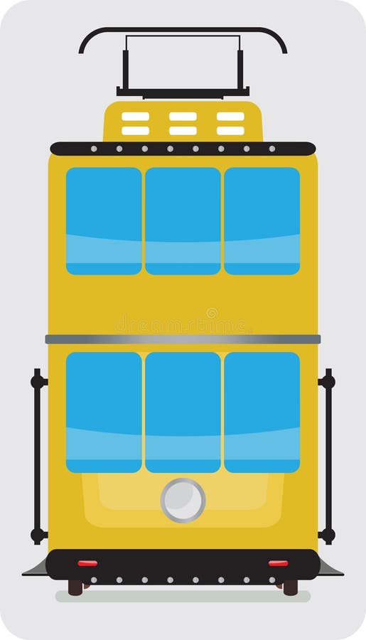 Front View of Tram Car or Trolley Car Flat Design Stock Vector ...