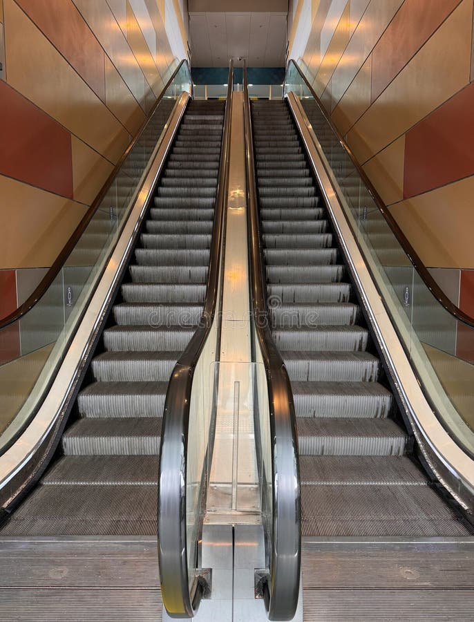 Front View of Double Escalator Indoors with No People Stock Image ...