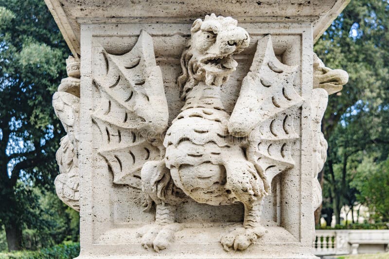 Dragon Sculpture, Villa Borghese, Rome, Italy Stock Photo - Image of ...