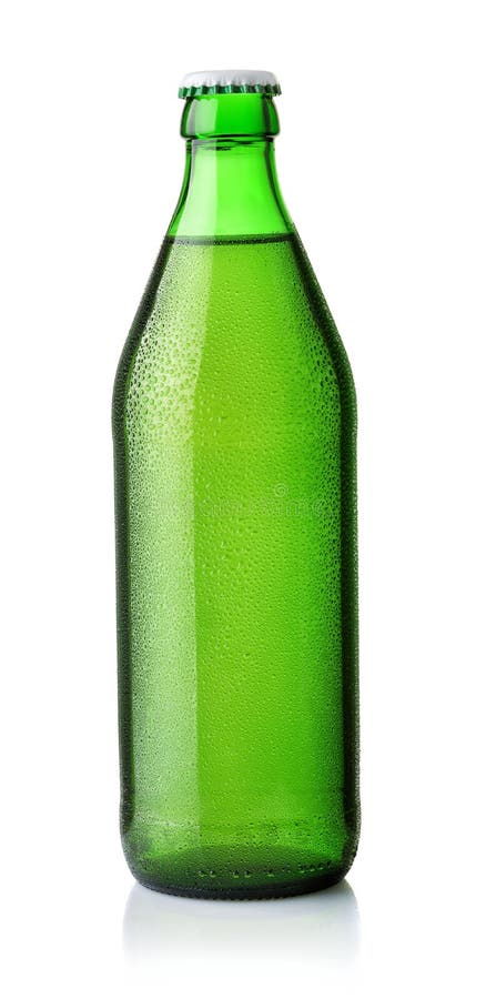 Front View of Drink in Green Bottle Stock Photo - Image of food, cold ...
