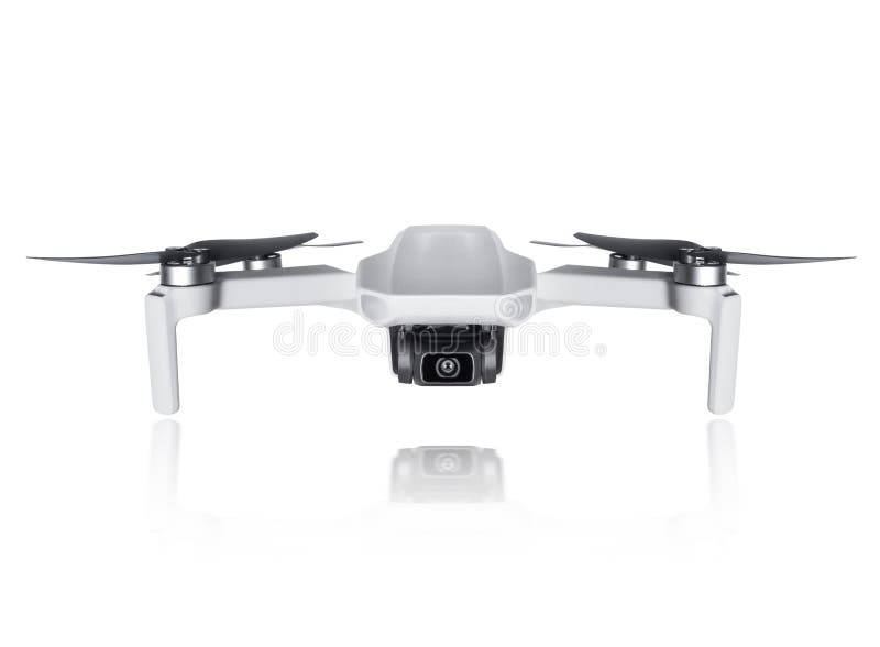 Front View of a Drone with a Camera Close Up Isolated on a White ...