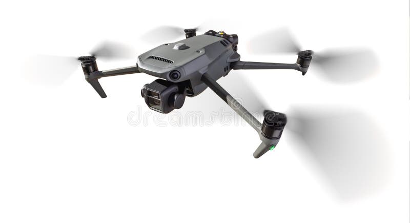 Top View of a Drone Quadcopter UAV in Flight Isolated on a White ...