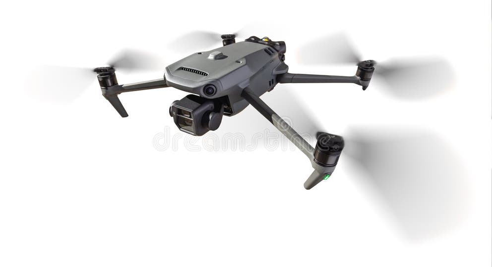 Top View of a Drone Quadcopter UAV in Flight Isolated on a White ...