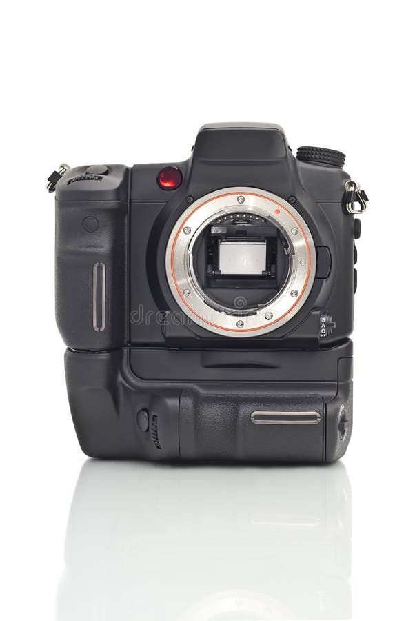 Front View Of Dslr Camera Body With Vertical Grip Stock Photo - Image ...