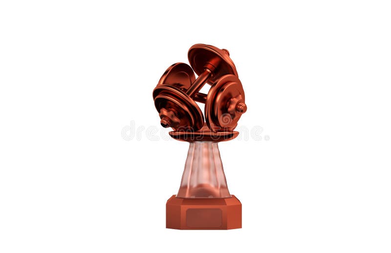Front View of Dumbbell Bronze Trophy Stock Illustration - Illustration ...
