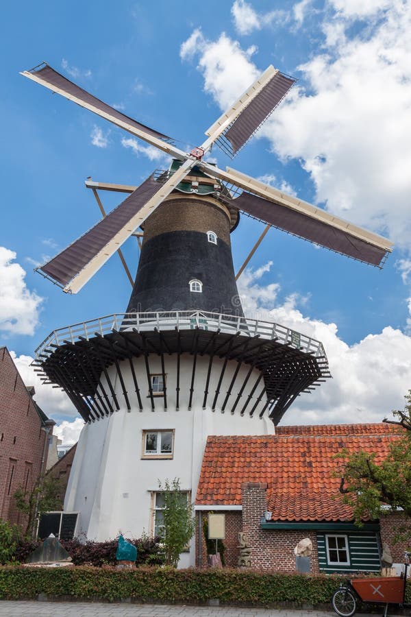 Dutch Windmill in a Marsh Landscape Setting Stock Image - Image of ...