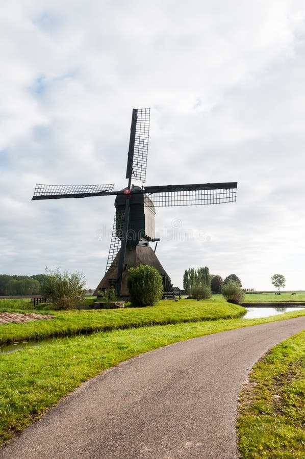 Front View Dutch Windmill in Autumn Stock Photo - Image of landmark ...