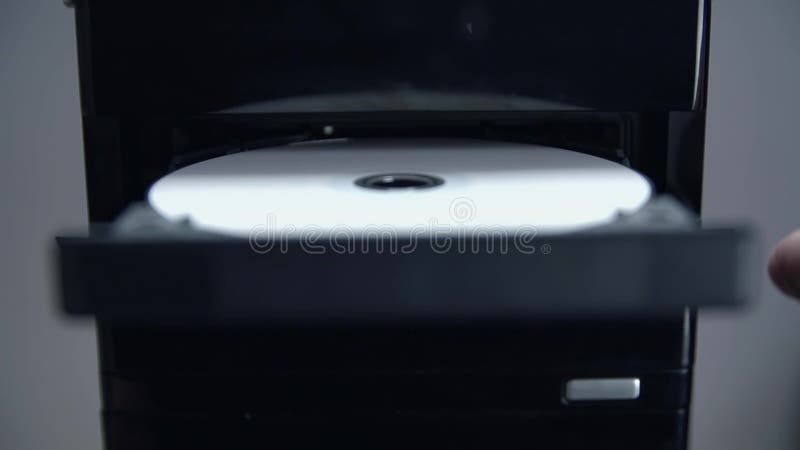 Front View of DVD Tray Putting in Disc and Closing Stock Footage ...