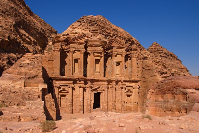 Front View of El Deir or the Monastery, Jordan Stock Photo - Image of ...