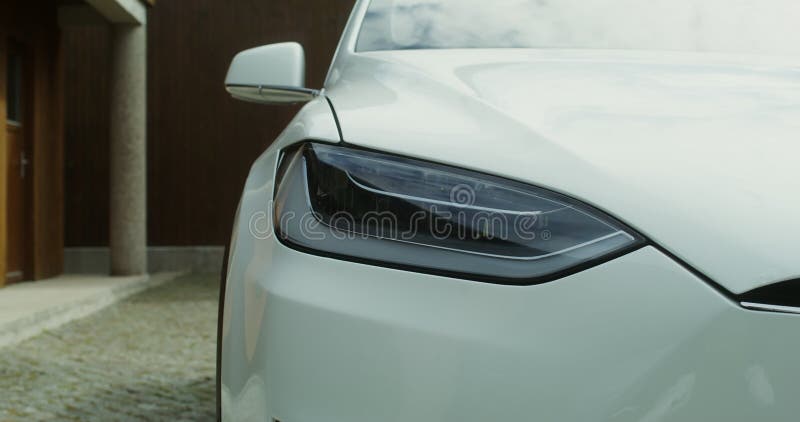 Front View of the Electric Car. Stock Video - Video of charging ...