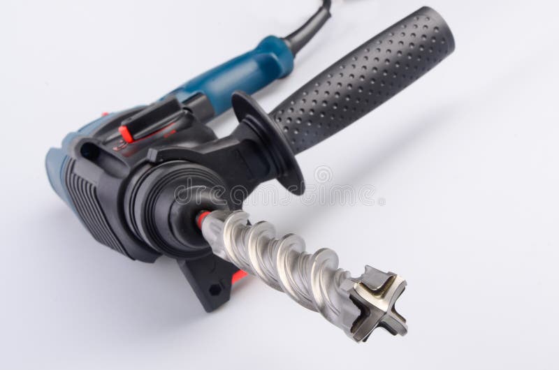 Front View Electric Drilling Machine on White Bac Stock Image - Image ...