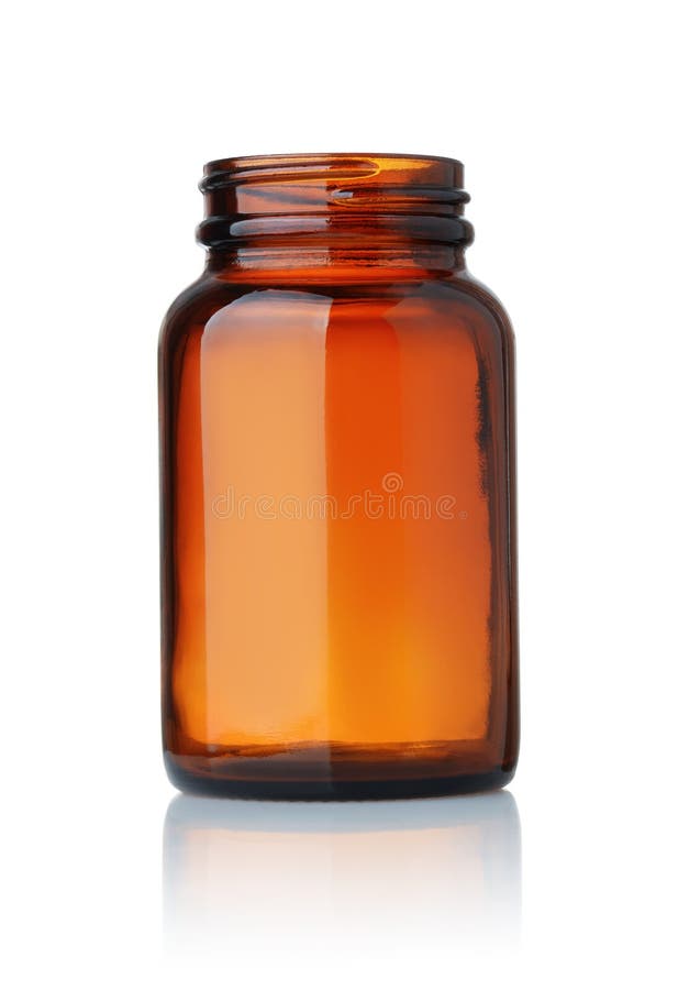 Front View of Empty Amber Medical Glass Container Stock Photo - Image ...