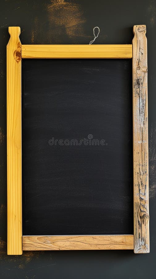 Front View of Empty Black Chalkboard with Wooden Frame, Copy Space ...
