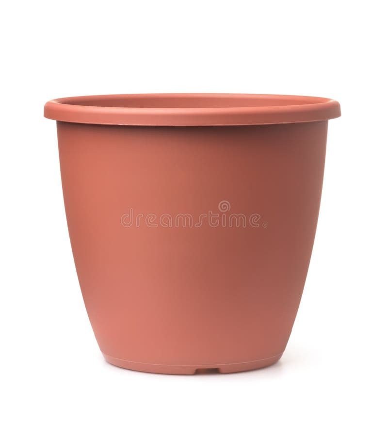 Front View of Empty Brown Plastic Flower Pot Stock Image - Image of ...