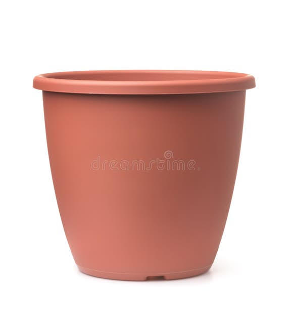 Front View of Empty Brown Plastic Flower Pot Stock Image - Image of ...