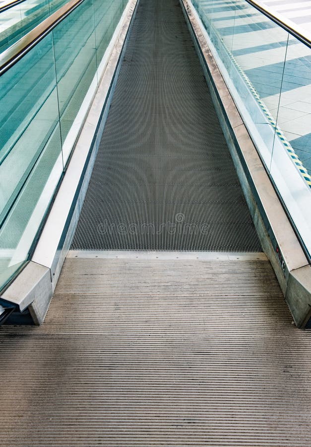 Empty Mechanical Escalator Pedestrian Path Stock Image - Image of ...