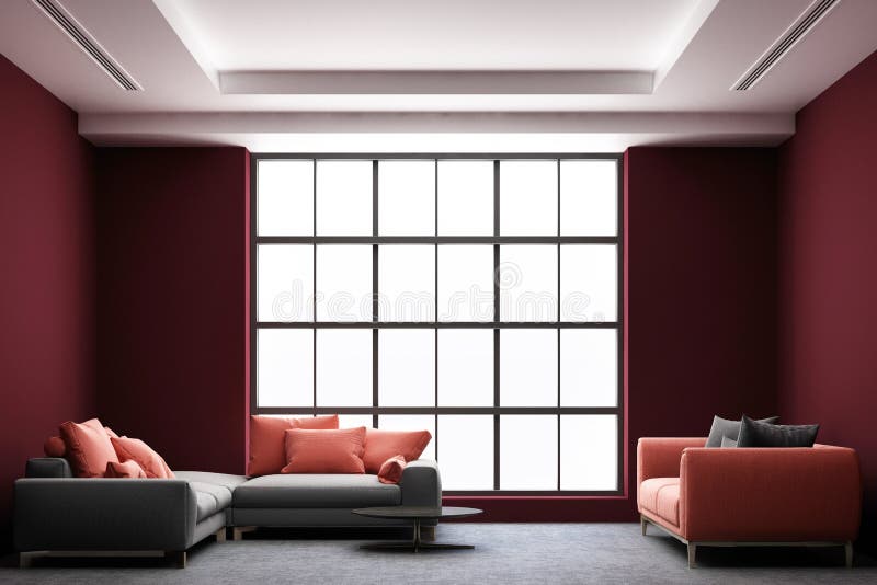 Front View of Empty Interior Space Industrial Loft Style Stock ...