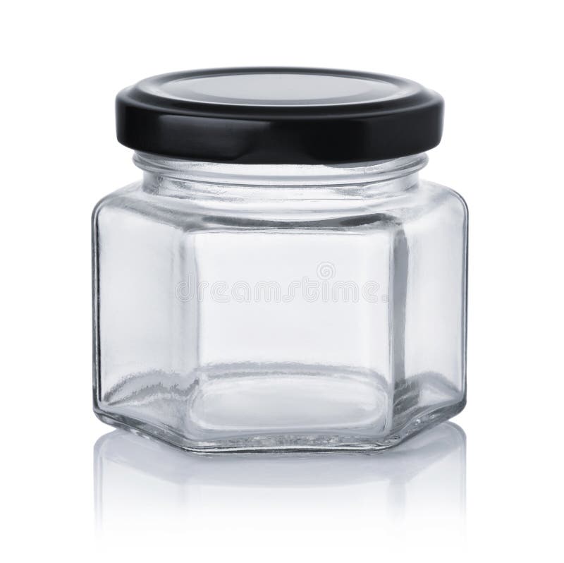 Front View of Empty Small Glass Jar Stock Photo - Image of clear ...