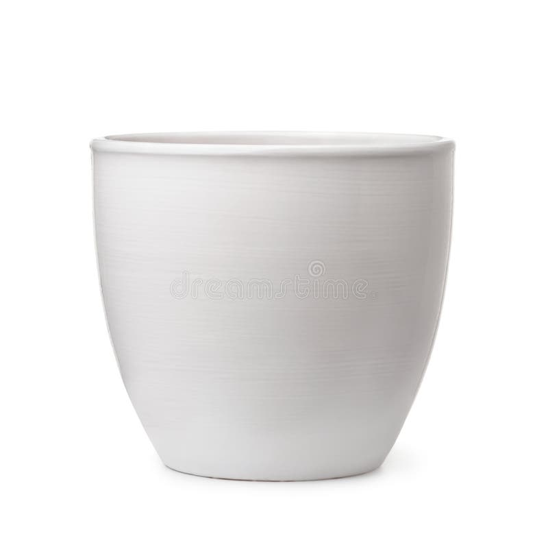 Front View of Empty White Ceramic Flower Pot Stock Photo - Image of ...