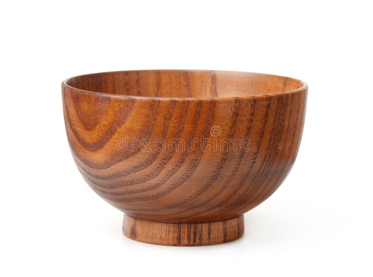 Front View of Empty Wooden Bowl Stock Photo - Image of tableware, food ...