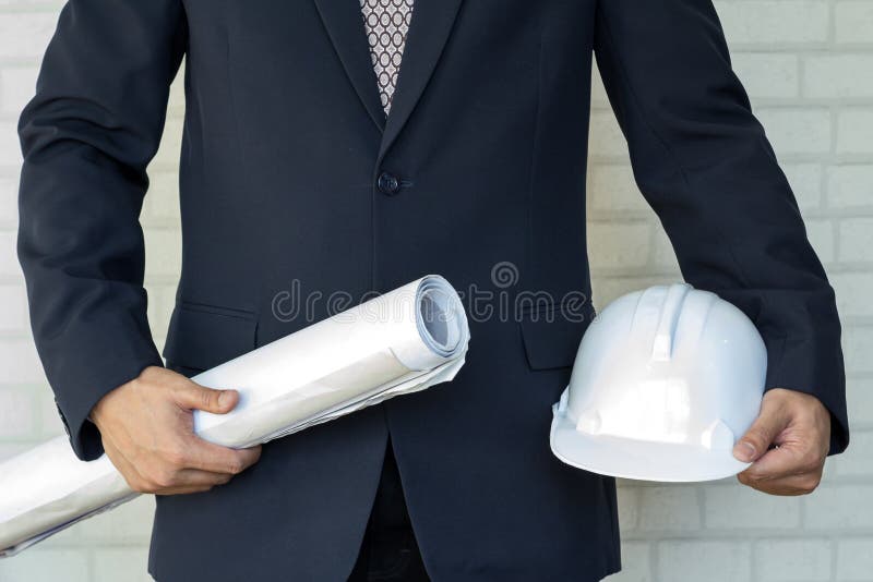 Front View of Engineer in Suit Stock Photo - Image of architecture ...