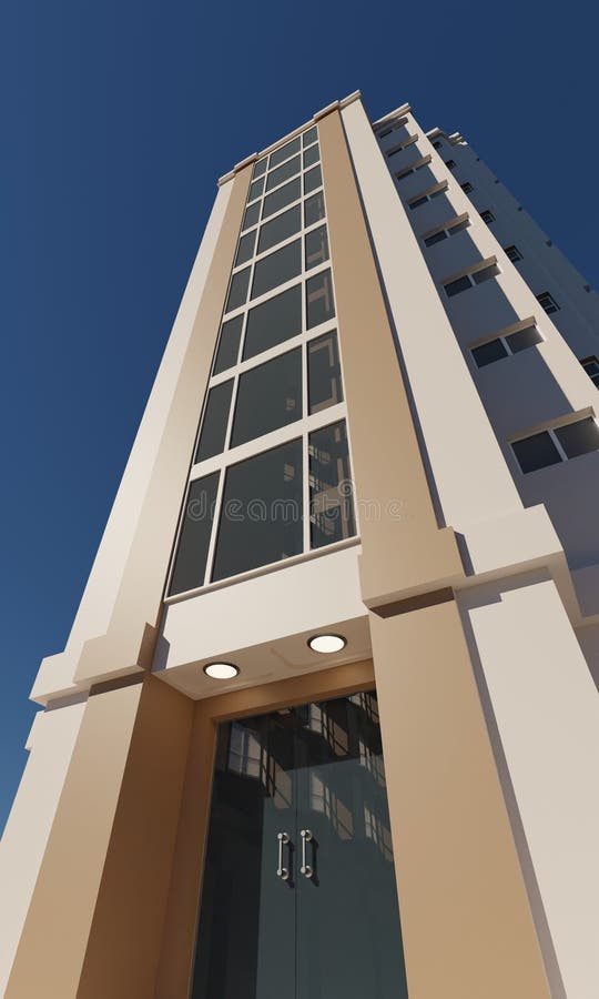 Front View of the Entrance Modern Hotel Render Stock Illustration ...