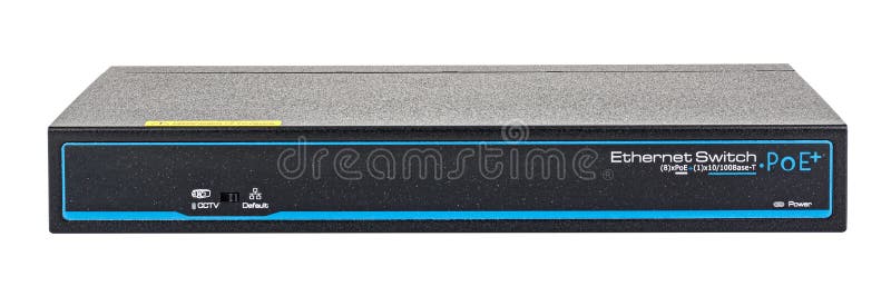 Front View of Ethernet Switch with PoE Support Isolated on White ...
