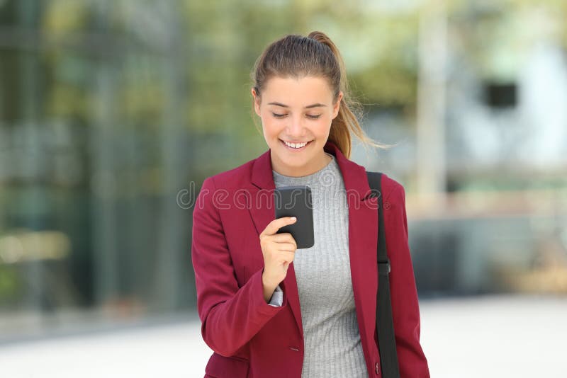 Front View of an Executive Reading Phone Message Stock Photo - Image of ...