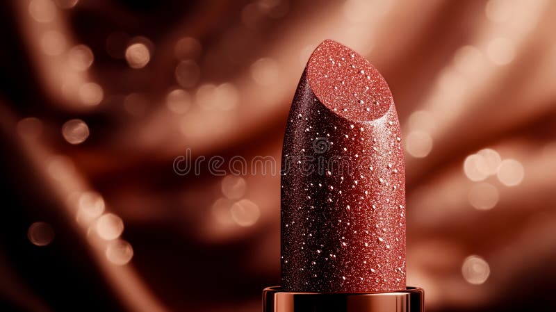 Front View Extreme Close-up of a Matte Lipstick Positioned Vertically ...
