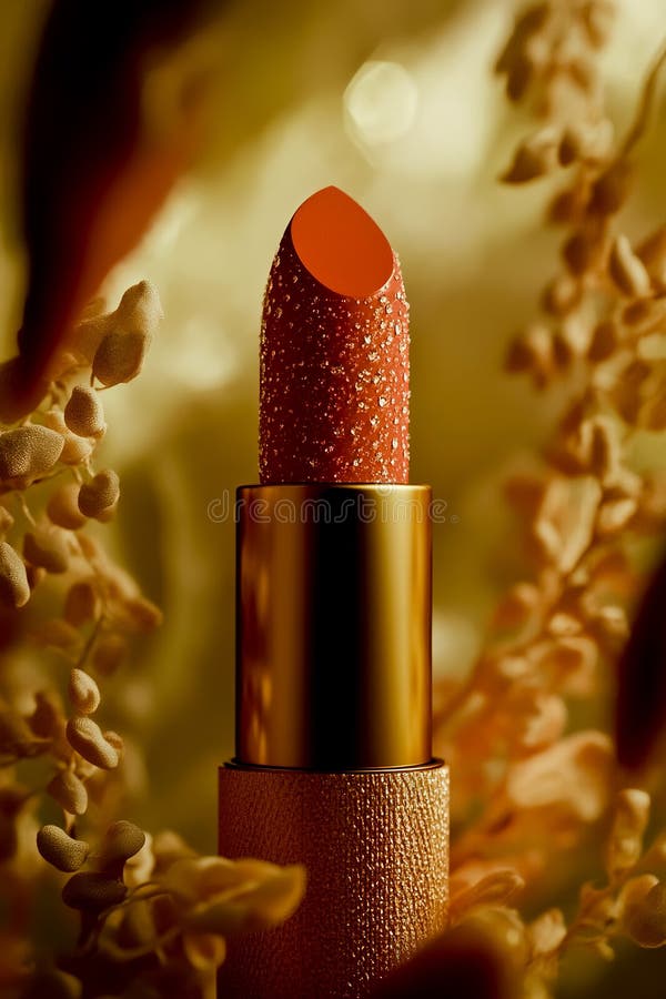 Front View Extreme Close-up of a Matte Lipstick Positioned Vertically ...