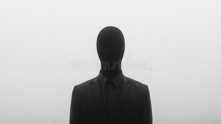 Front View of a Faceless Silhouette of a Man on a White Background ...