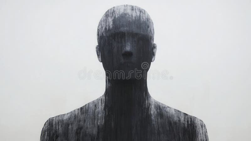 Front View of a Faceless Silhouette of a Man on a White Background ...