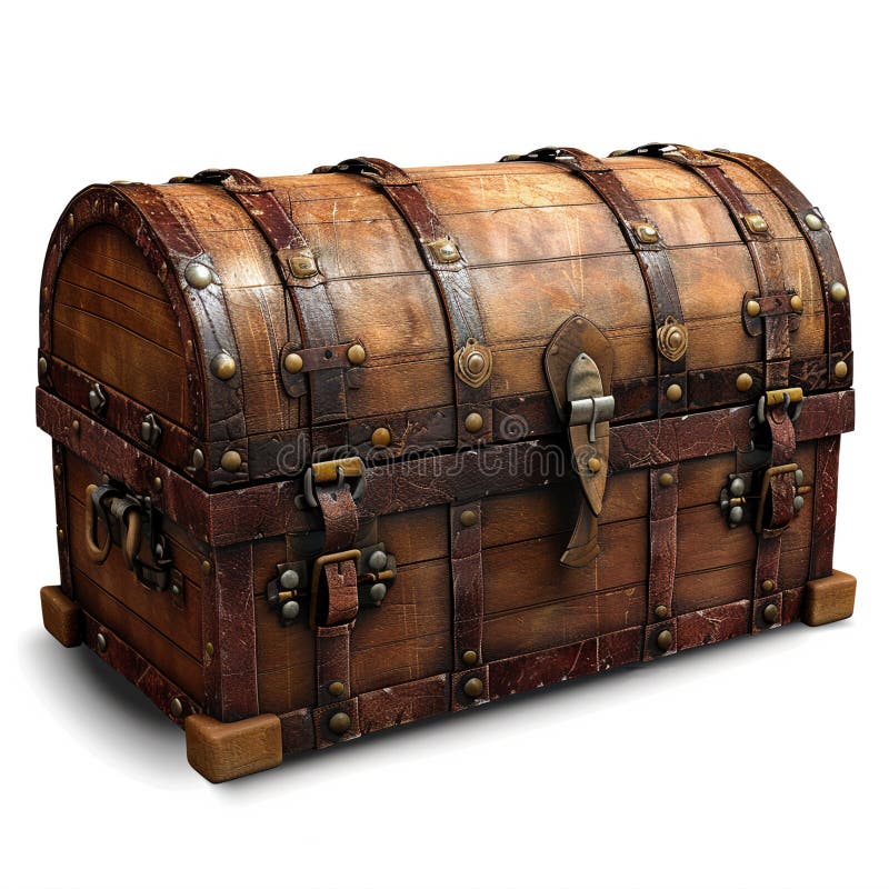 Front View of a Fantasy Chest of Travelers on White Background, AI ...