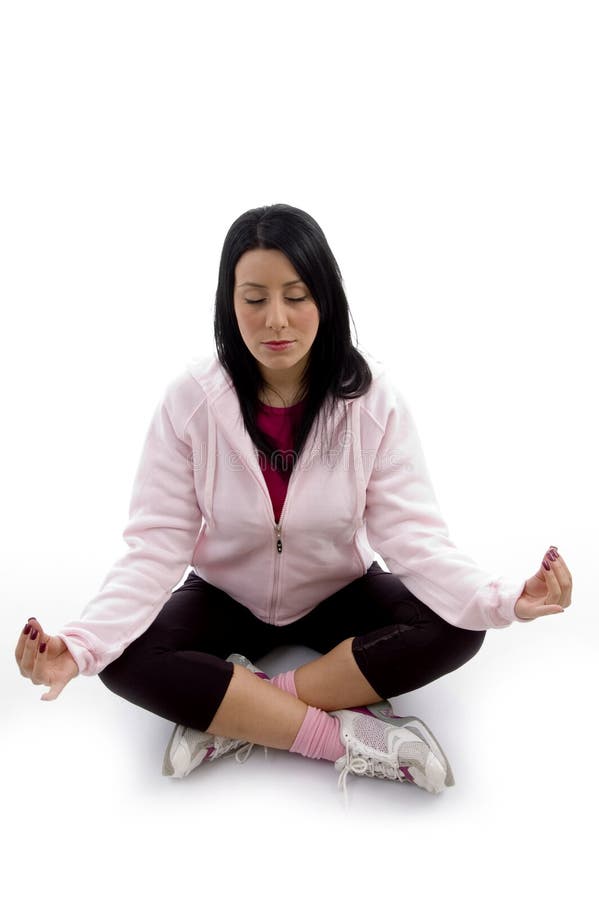 Front View of Female in Lotus Pose Stock Photo - Image of female ...