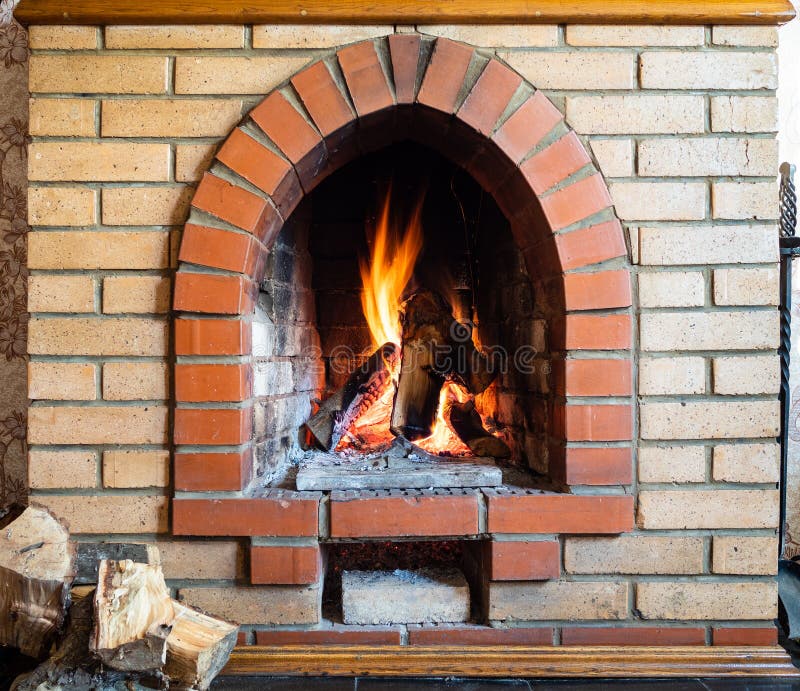 Front View of Fireplace with Mantelpiece in House Stock Image - Image ...