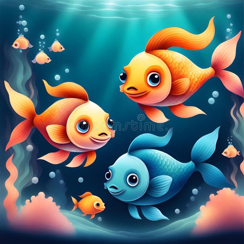 Front View of Fishes in the Water Tank Generative AI Stock Illustration ...