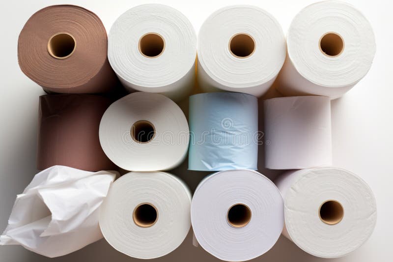 Front View and Flat Lay of Tissue Paper Rolls Stack Stock Illustration ...