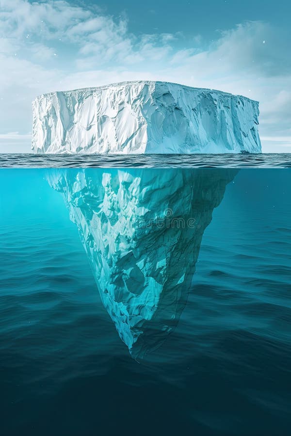 Front View of a Floating Iceberg in a Artic Sea, Blue Sky Stock ...