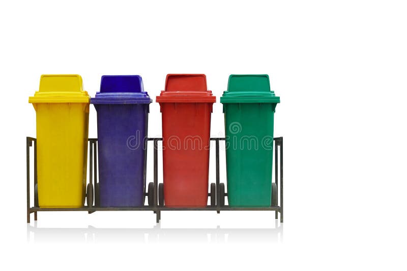 Yellow Trash Can Isolated White Background Front View Stock Photos ...