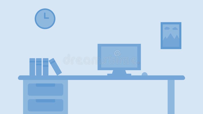 Front View of Freelancer Graphic Designer Workplace Desk with Computer ...